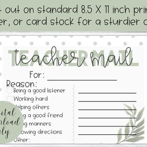 Printable Teacher Mail | Modern Greenery, Back to School, Teacher ...