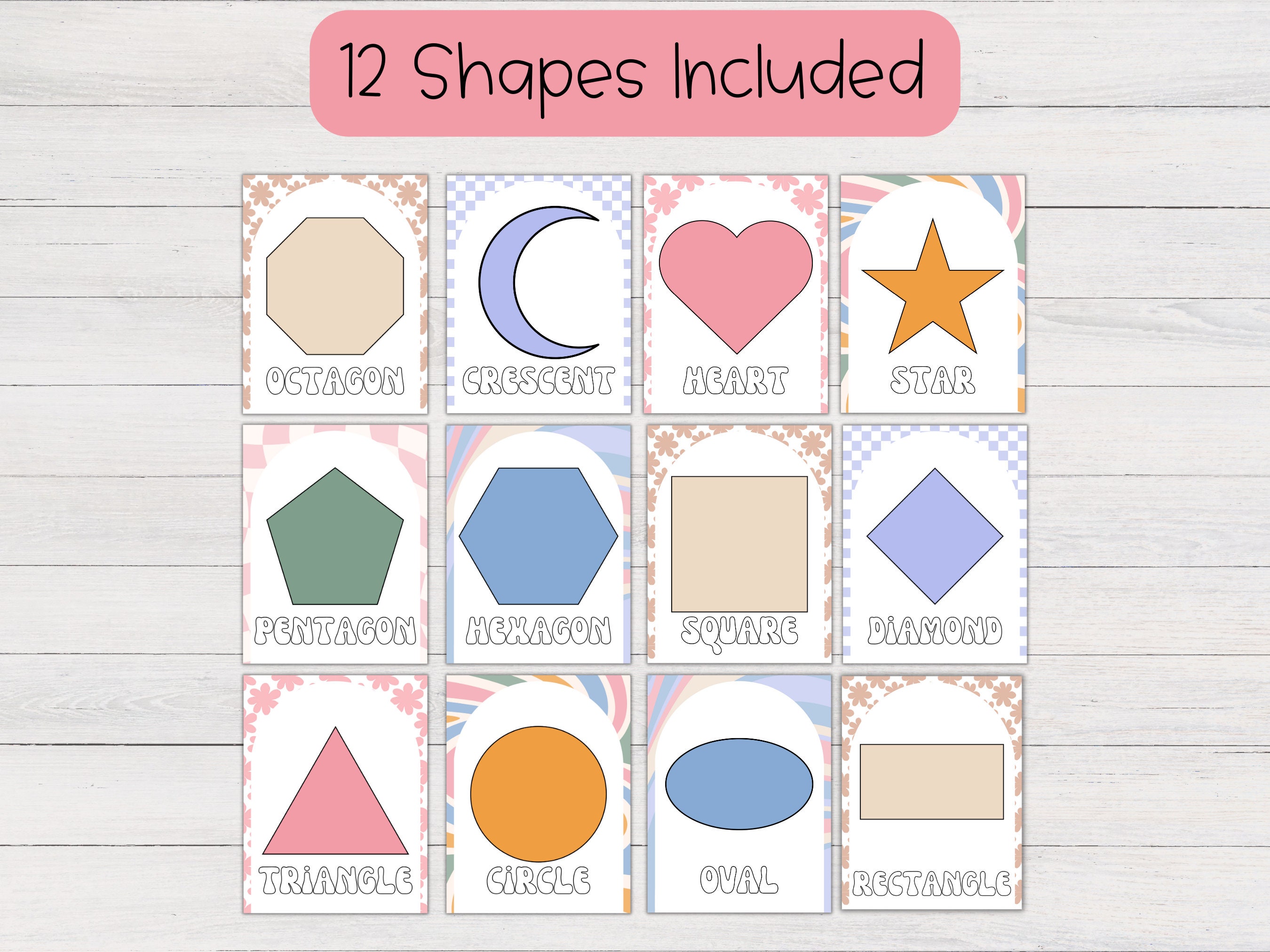 Retro Shape Posters Retro Classroom Decor Groovy Classroom - Etsy