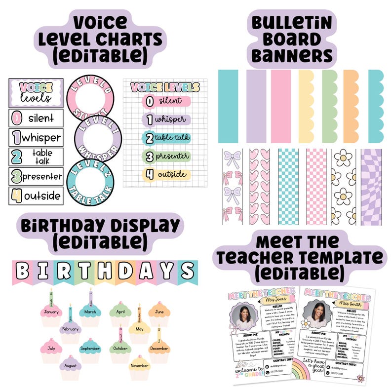 Pastel Rainbow Classroom Decor Growing Bundle | Classroom Theme ...