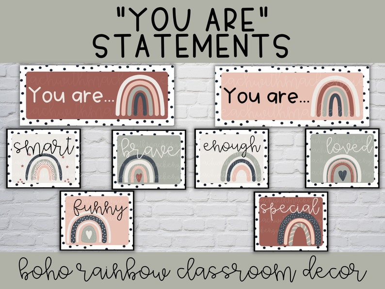 Boho Rainbow Positive Affirmation Posters for Classroom You | Etsy