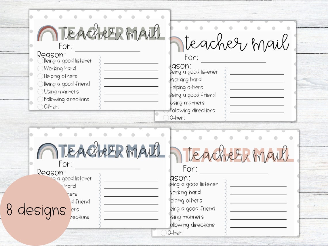 Printable Teacher Mail Boho Rainbow Back to School Teacher - Etsy