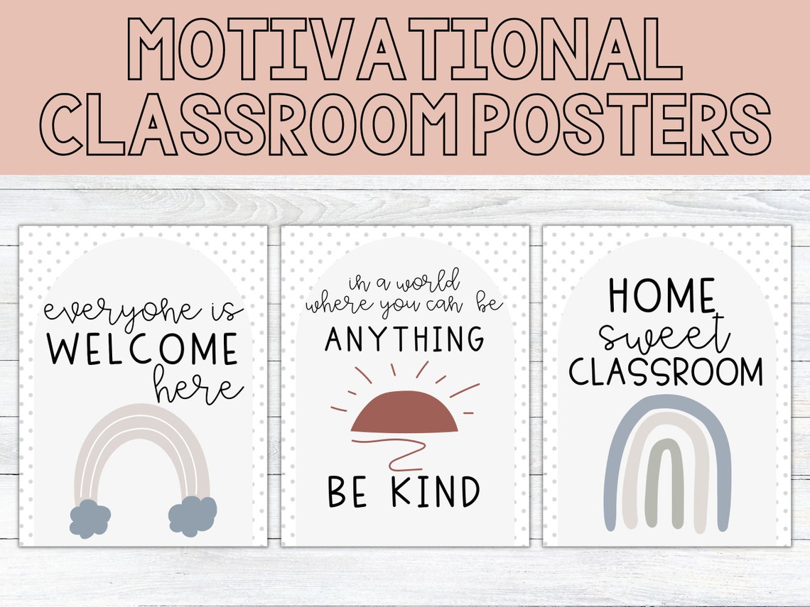 Boho Rainbow Motivational Posters Classroom Decor Classroom - Etsy