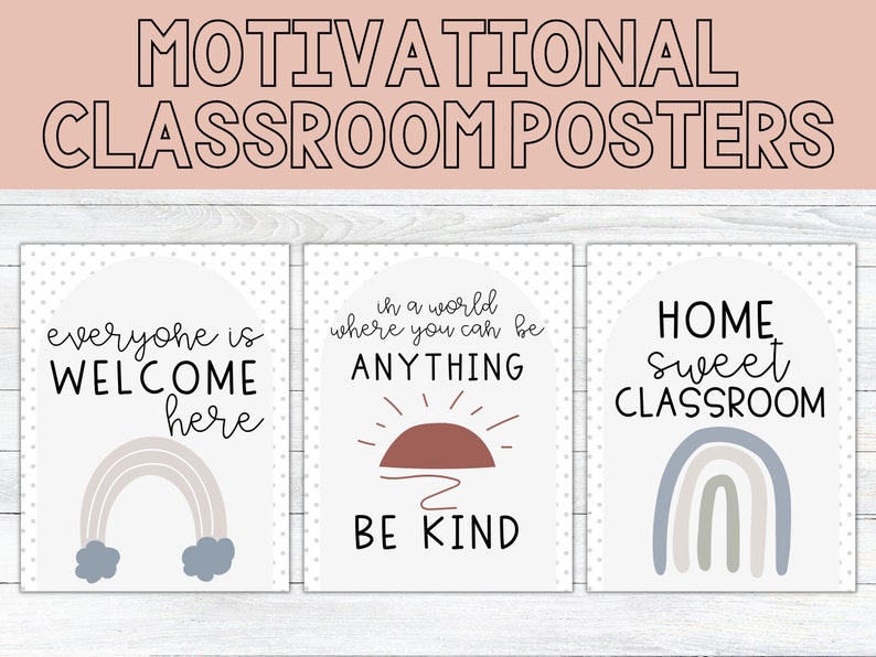 Boho Rainbow Motivational Posters Classroom Decor Classroom - Etsy