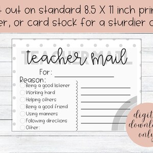 Printable Teacher Mail | Black and White Teacher Mail, Grayscale, Back ...