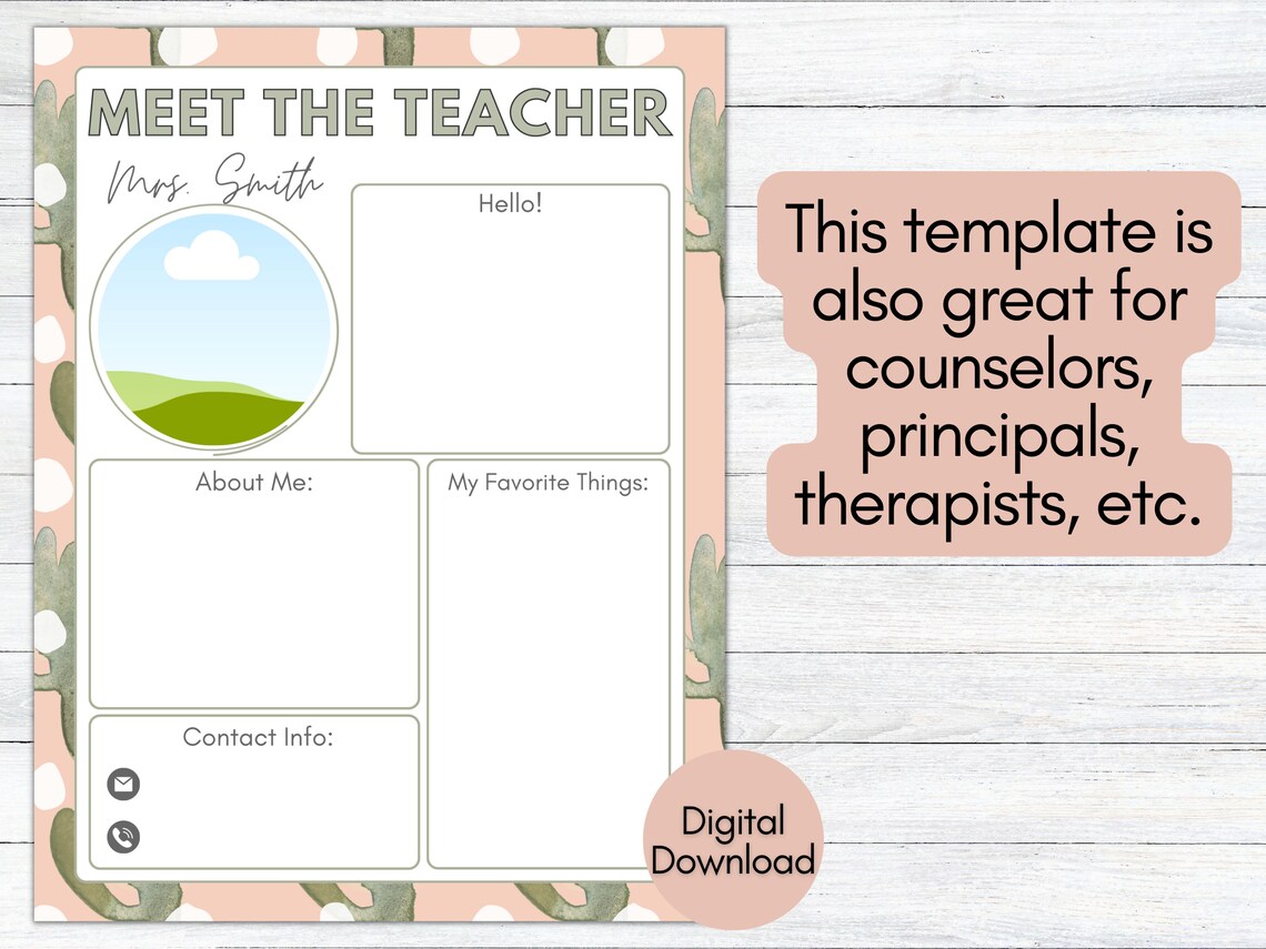 Cactus Meet the Teacher Template | Editable Template, Back to School ...