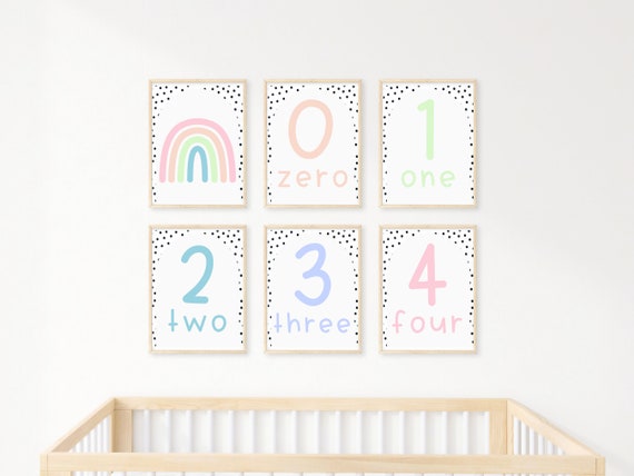 Pastel Rainbow Number Posters Classroom Decor 0-20 Number | Etsy