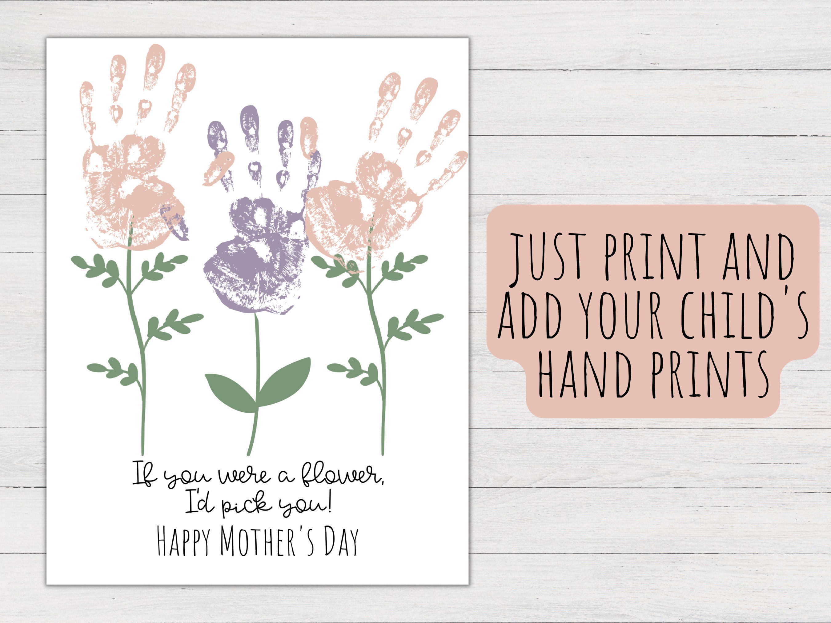 Printable Mother's Day Craft Hand Print Craft, Handprint Art, Mother's ...