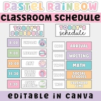 Editable Visual Schedule Cards | Colorful Classroom Timetable Display ...
