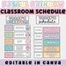 Printable & Editable Classroom Schedule, Pastel Rainbow Classroom Decor ...