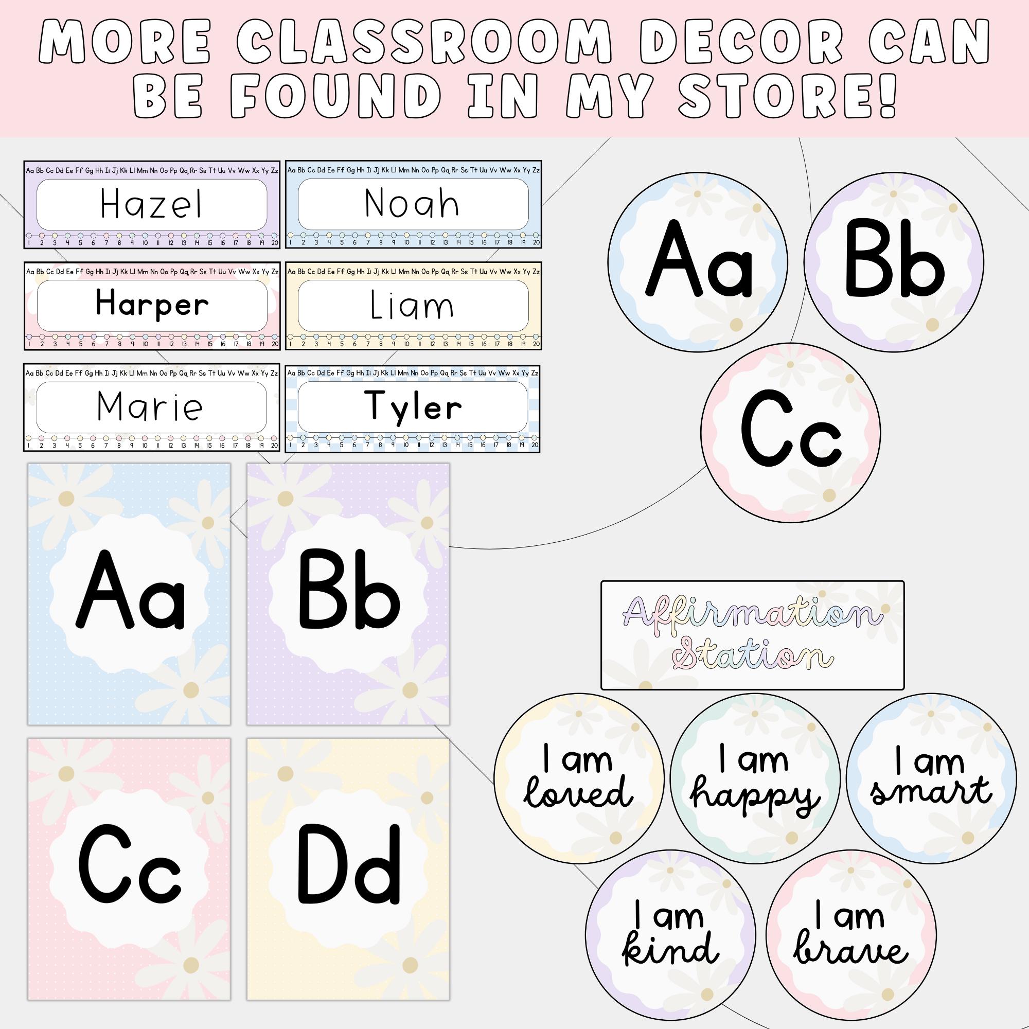 Daisy Pastel ASL Alphabet Posters, Cursive and Print ABC ASL Posters, A ...