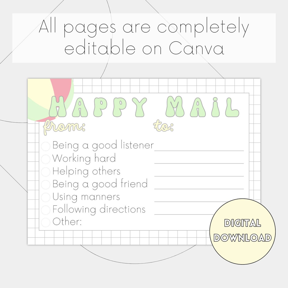 Teacher Happy Mail, Editable Summer Happy Mail for Students, Printable ...