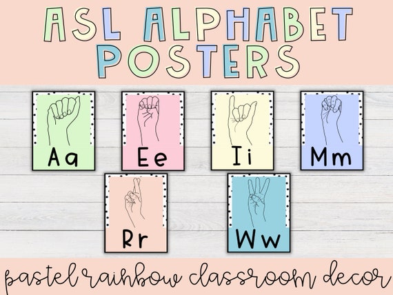 Pastel Rainbow American Sign Language Alphabet Posters - Etsy