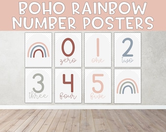 Number Posters Boho Dots Classroom Decor - Etsy