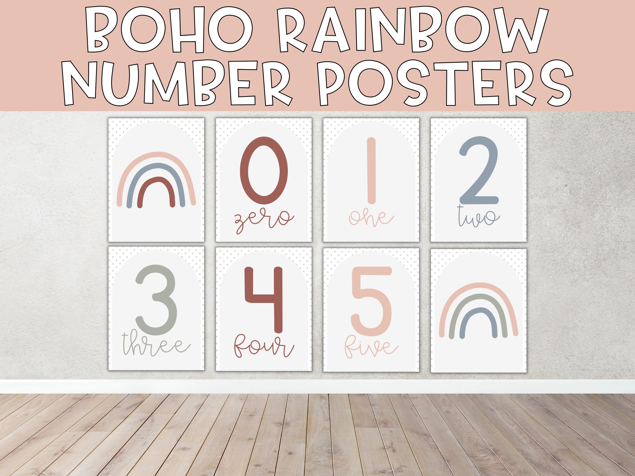 Boho Rainbow Number Posters Classroom Decor Classroom - Etsy Australia