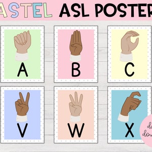 Pastel Rainbow American Sign Language Alphabet Posters | Pastel ...