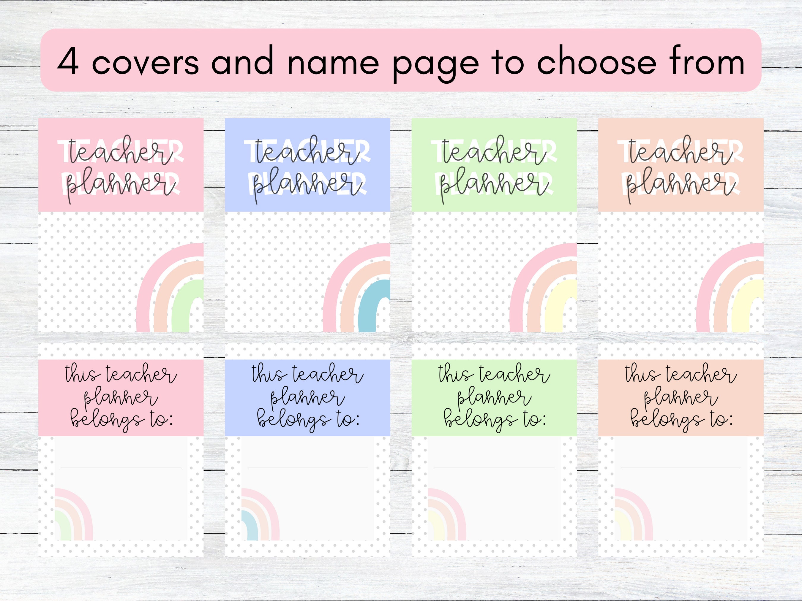 Digital Teacher Planner | Pastel Rainbow Teacher Planner, Printable ...