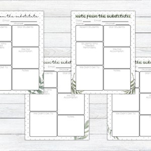 Editable Note From the Substitute Teacher | Modern Greenery Theme ...