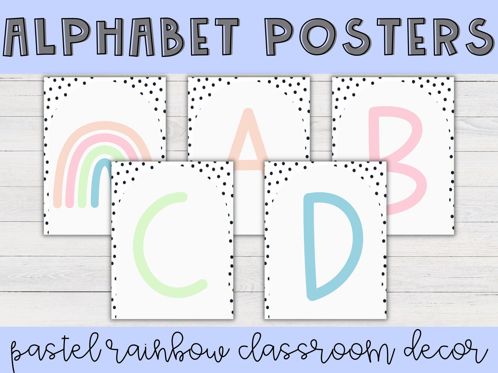 Pastel Rainbow Alphabet Posters Printable Wall Art Nursery | Etsy