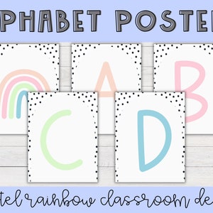 Pastel Rainbow Alphabet Posters Printable Wall Art Nursery | Etsy