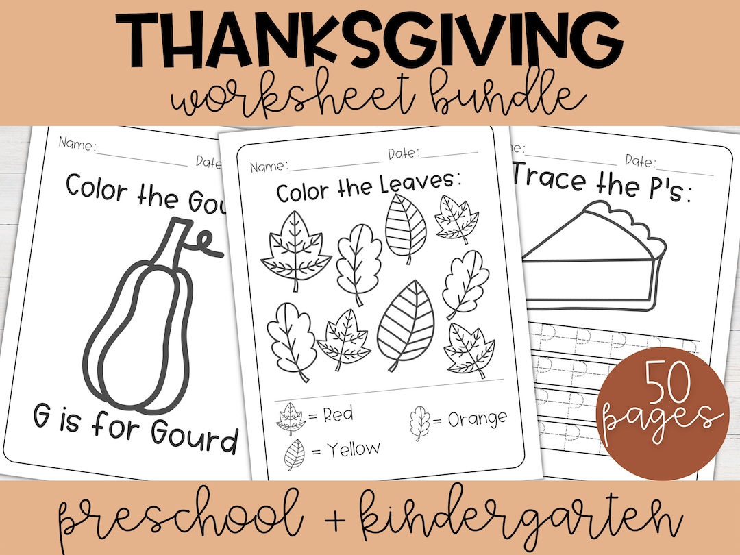 Thanksgiving Worksheet Bundle Preschool and Kindergarten | Homeschool ...