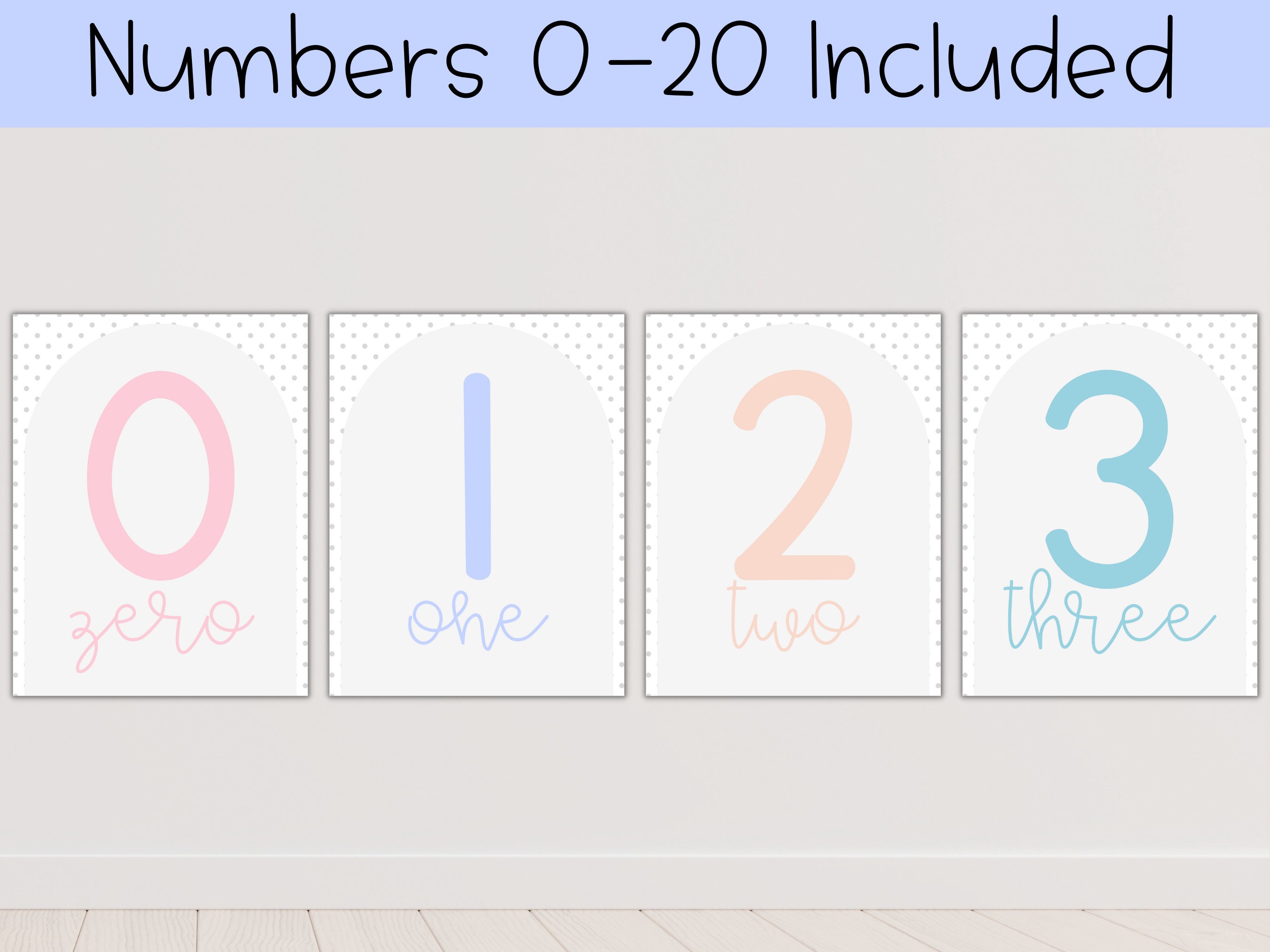 Pastel Rainbow Number Posters Classroom Decor 0-20 Number - Etsy