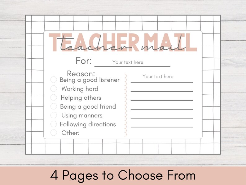 Printable Boho Teacher Mail Neutral Teacher Mail Note From - Etsy