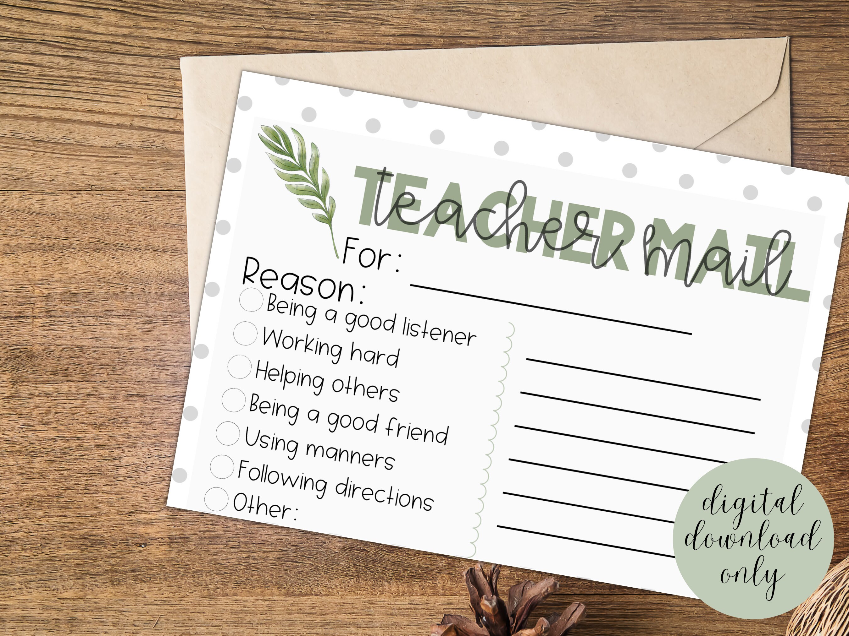 Printable Teacher Mail | Modern Greenery, Back to School, Teacher ...