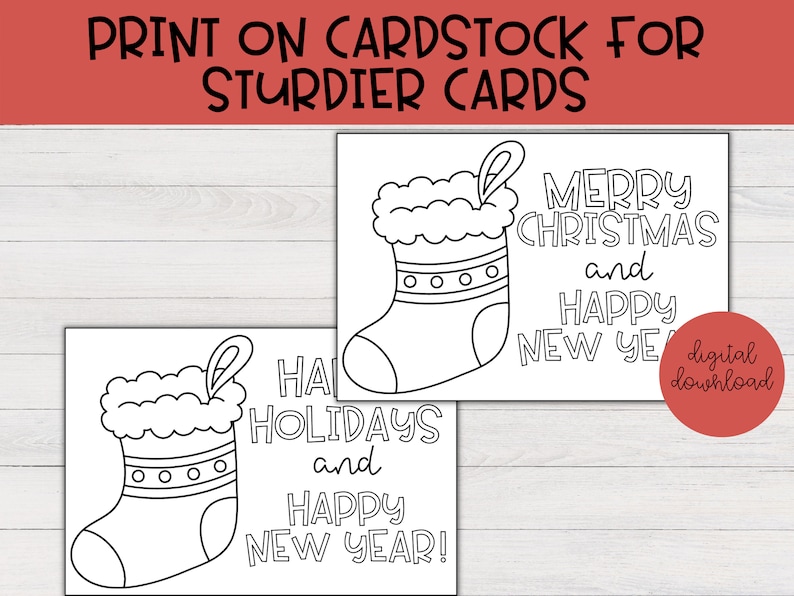 Coloring Christmas Cards Printable Christmas Cards to Color - Etsy