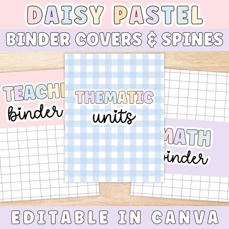 Editable Binder Covers and Spines | Daisy Pastel Classroom Decor, Canva ...