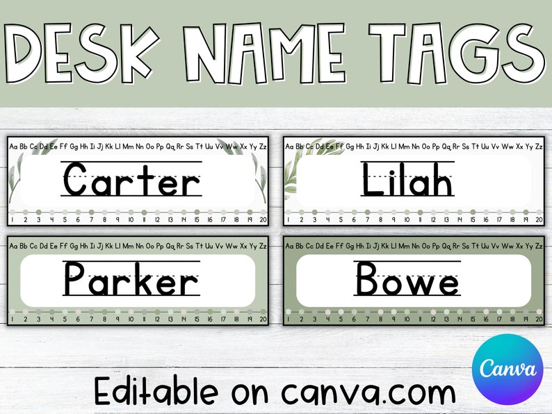 Modern Greenery Desk Name Tags | Editable | Classroom Decor, Back to ...