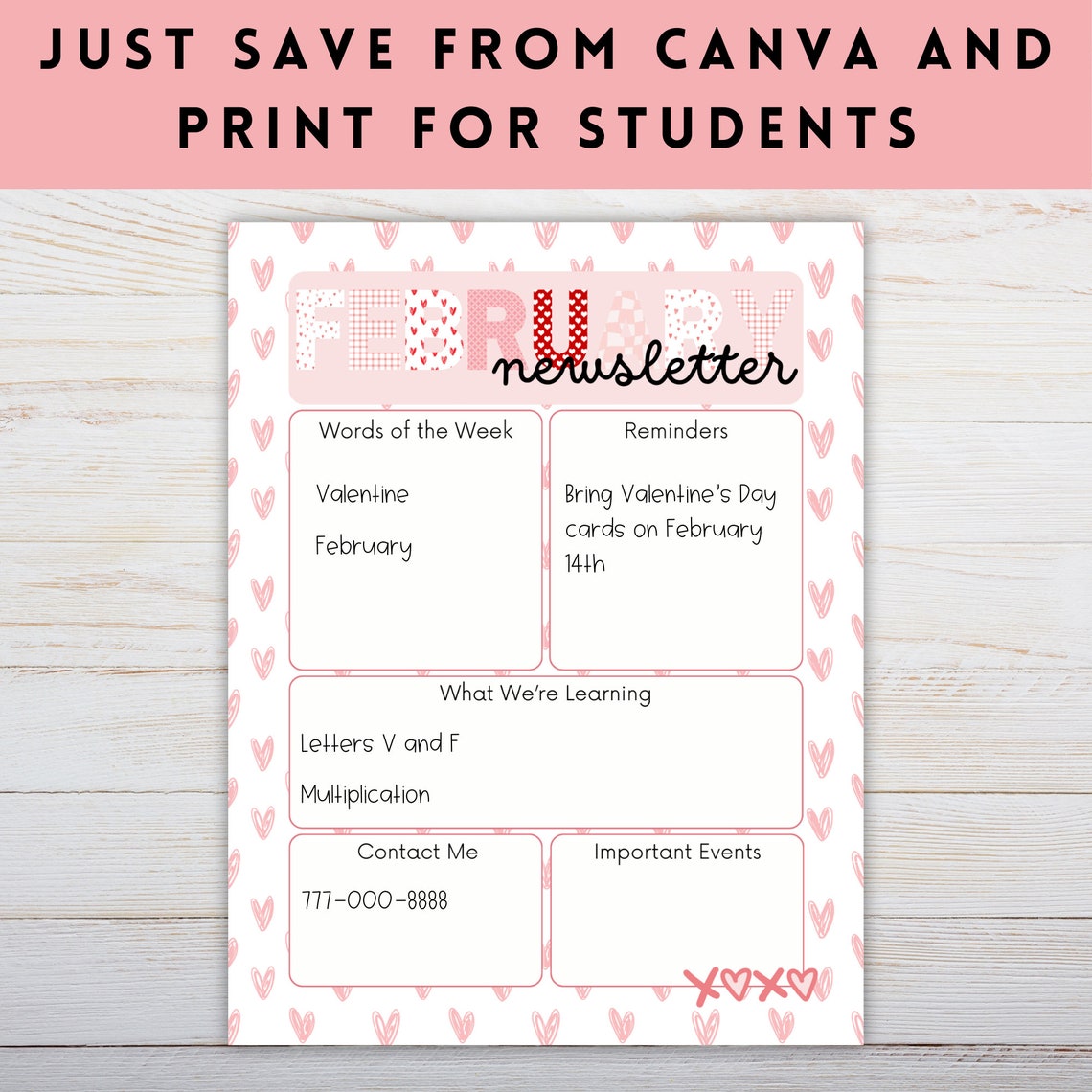 February Classroom Newsletter | Valentines Day Newsletter, Editable ...