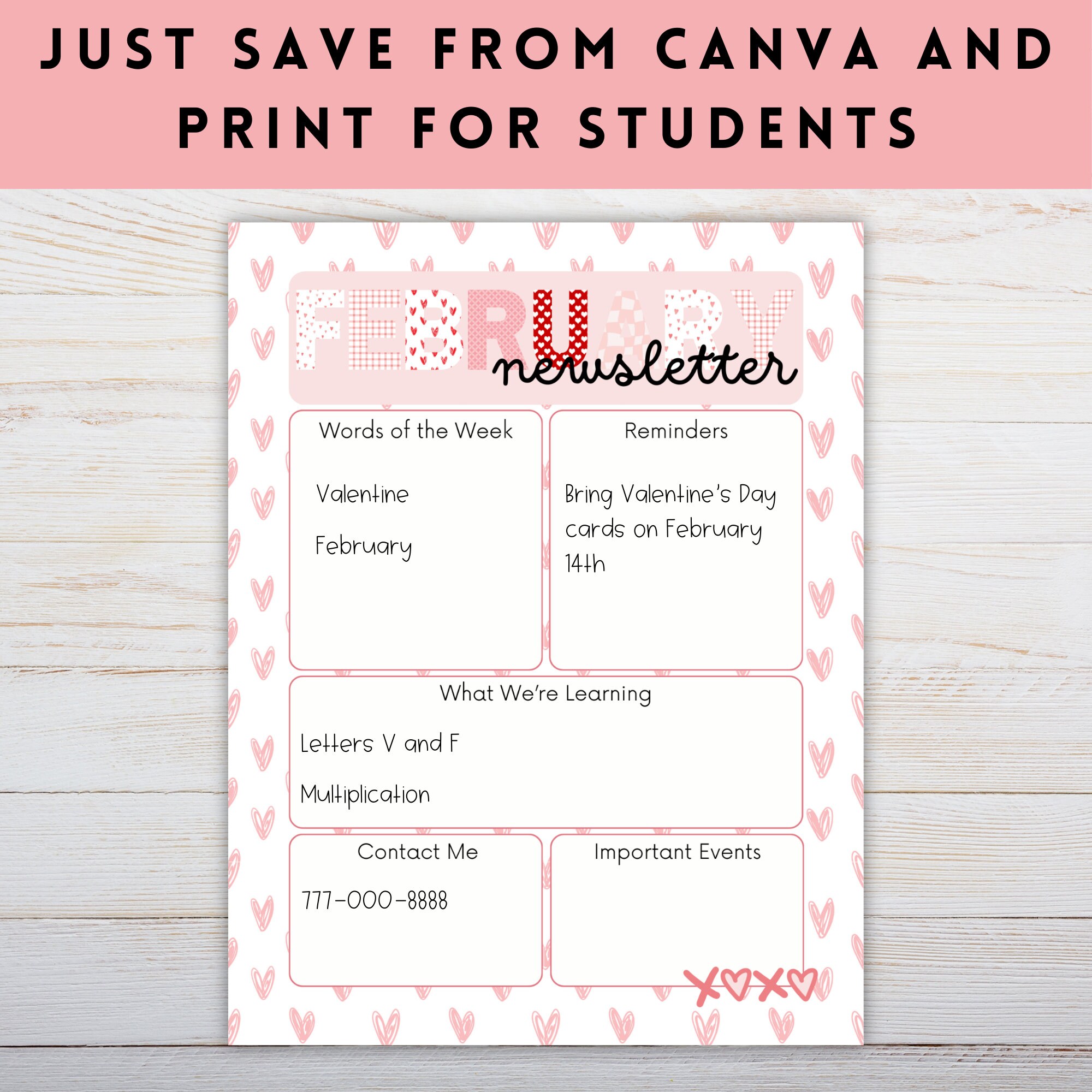 February Classroom Newsletter | Valentines Day Newsletter, Editable ...