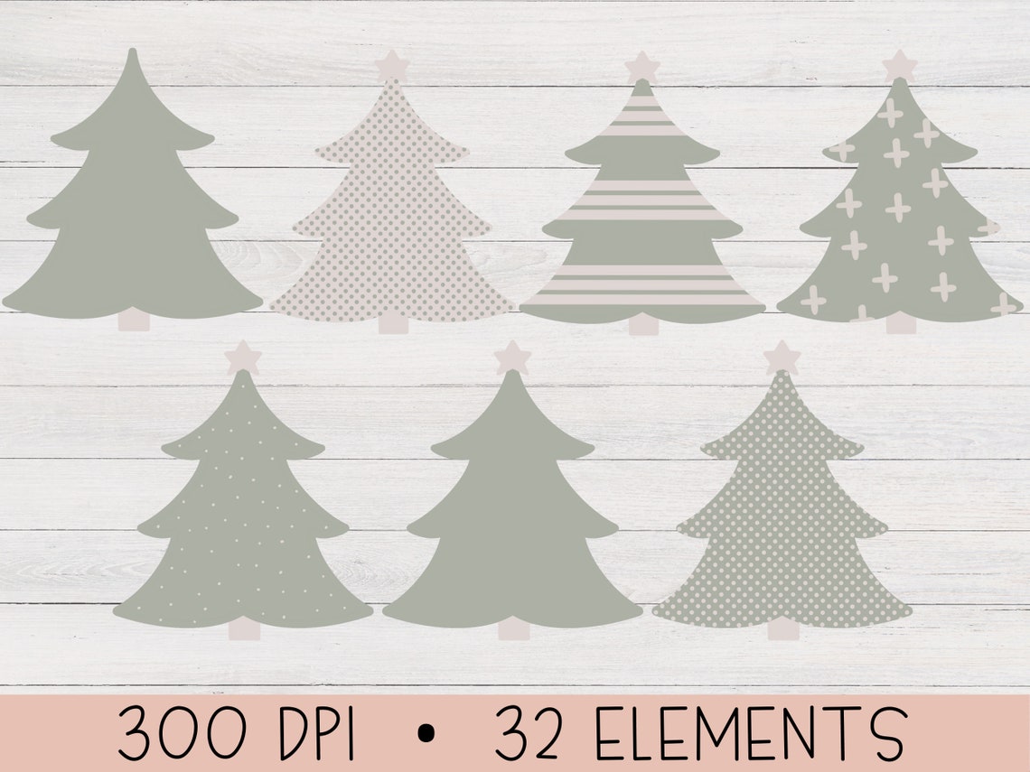 Boho Christmas Tree Clipart Boho Rainbow Christmas Clipart - Etsy