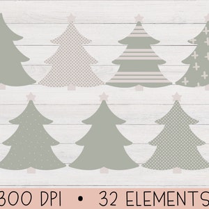 Boho Christmas Tree Clipart | Boho Rainbow Christmas Clipart, Boho ...