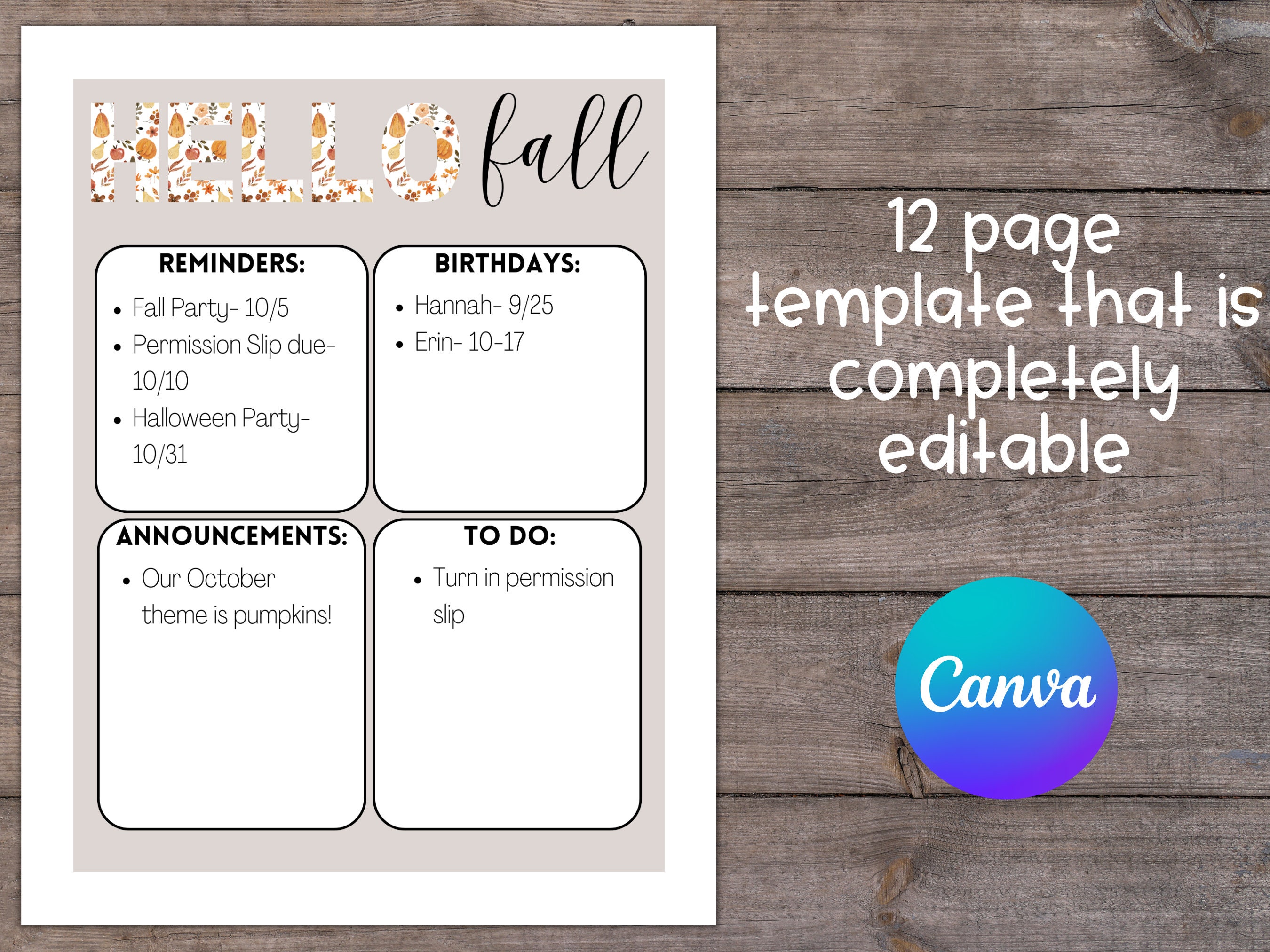 Editable Fall Teacher Newsletter Template Watercolor, Floral, School ...