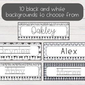 Black and White Desk Name Tags Editable Desk Name Tags, Classroom Decor ...