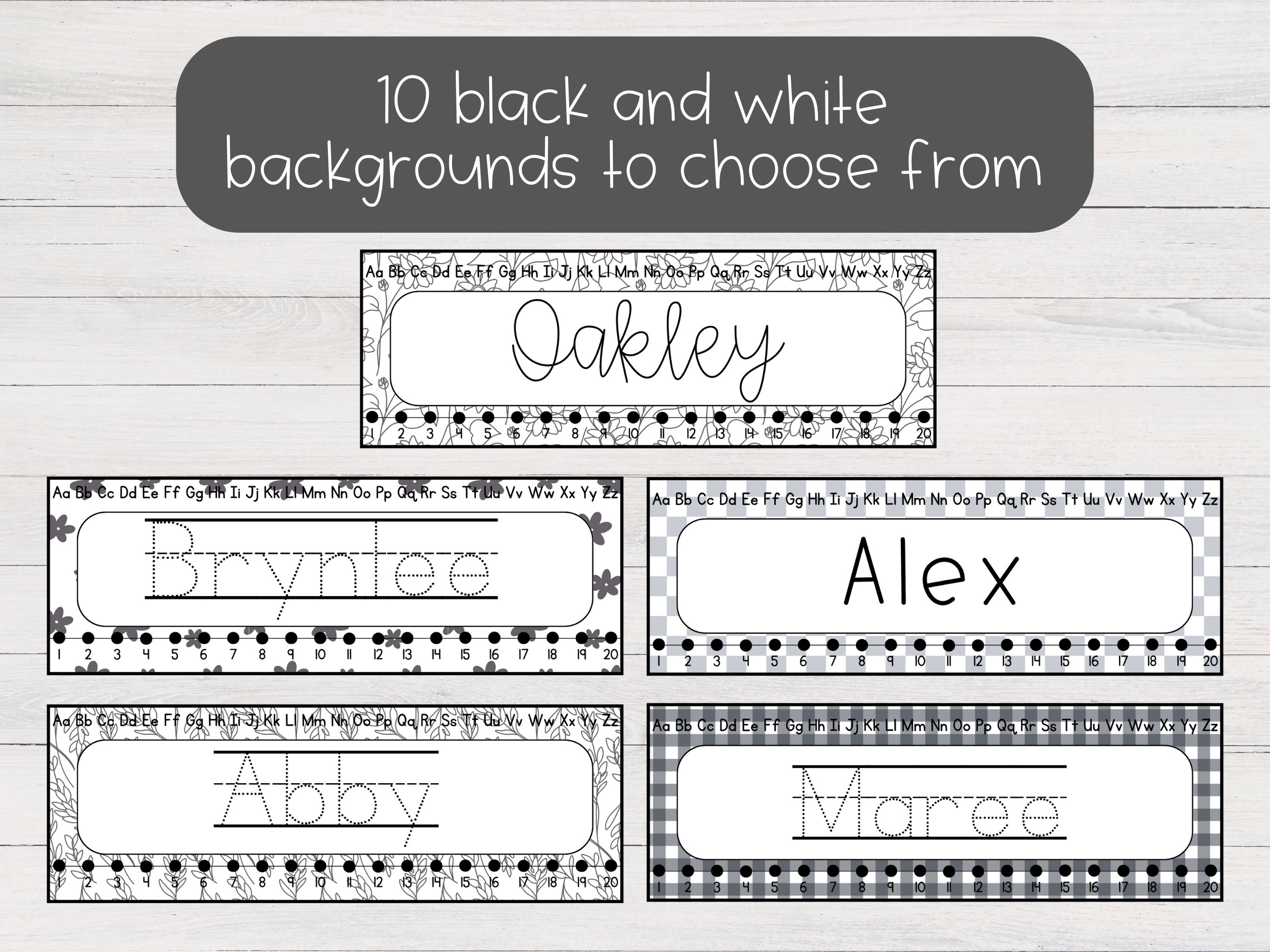 Black and White Desk Name Tags Editable Desk Name Tags, Classroom Decor ...