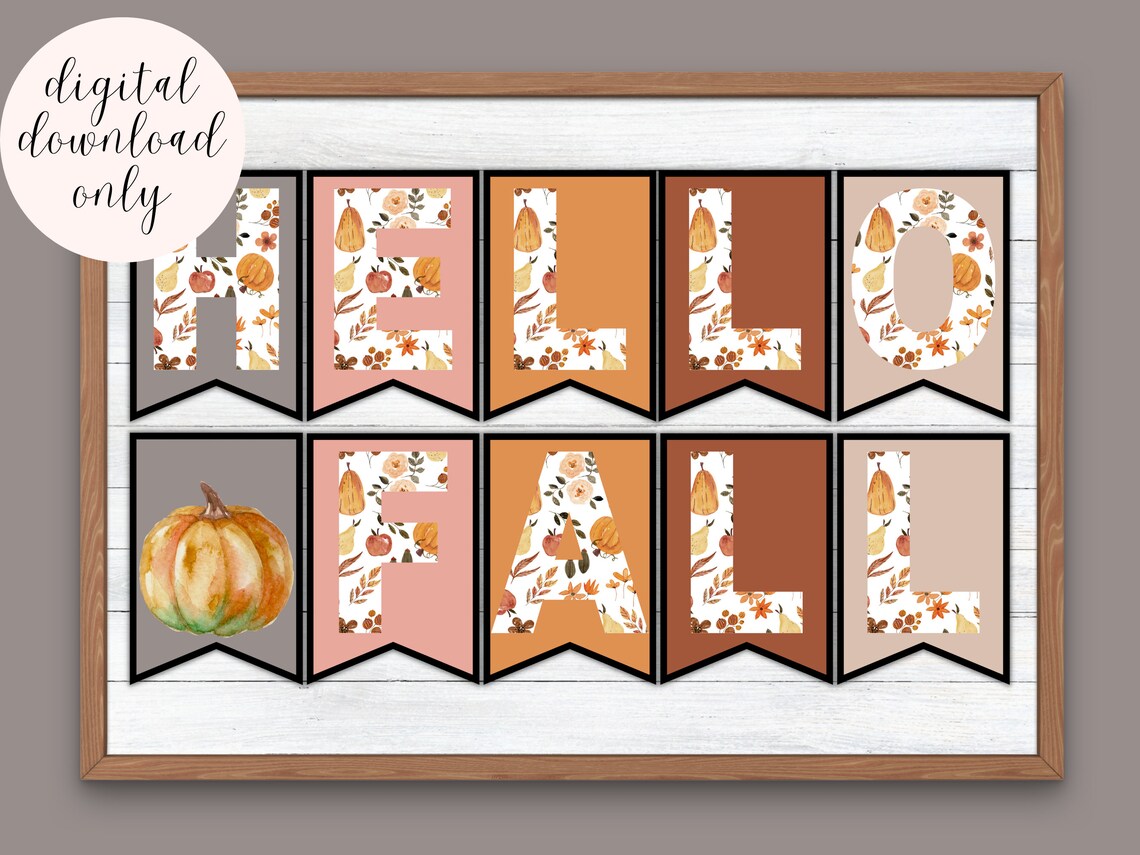 Hello Fall Classroom Banner | Bulletin Board Banner, Classroom Decor ...