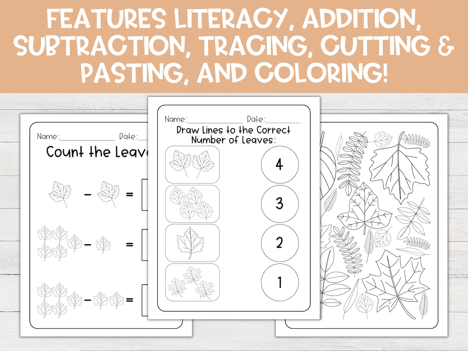 Leaf Worksheets Homeschool Worksheet Bundle Preschool - Etsy