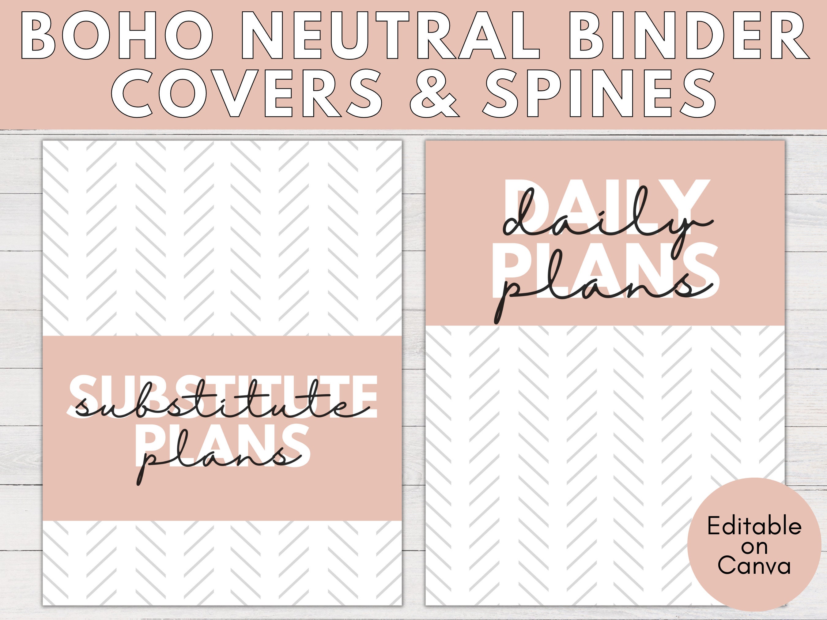 Editable Binder Covers and Spines Boho Binder Covers, Neutral Binder ...