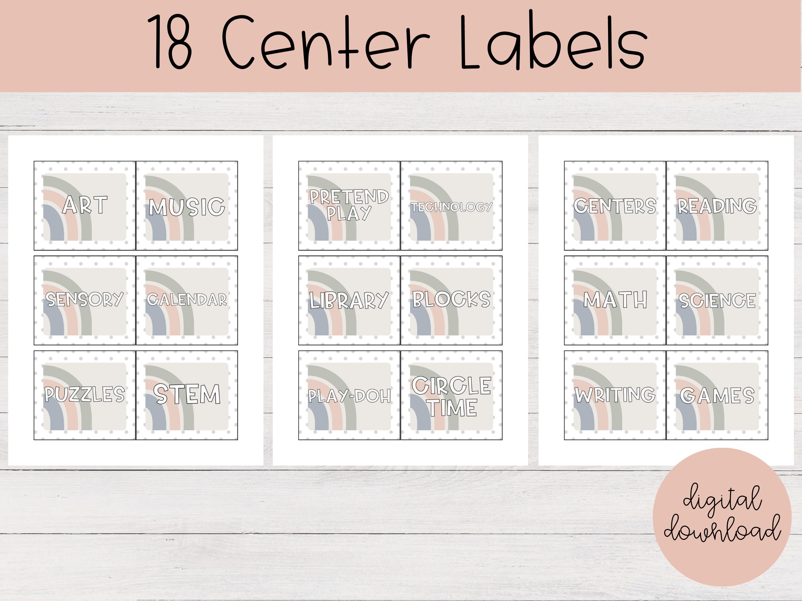 Center Signs | Boho Rainbow Center Signs, Printable Center Posters ...