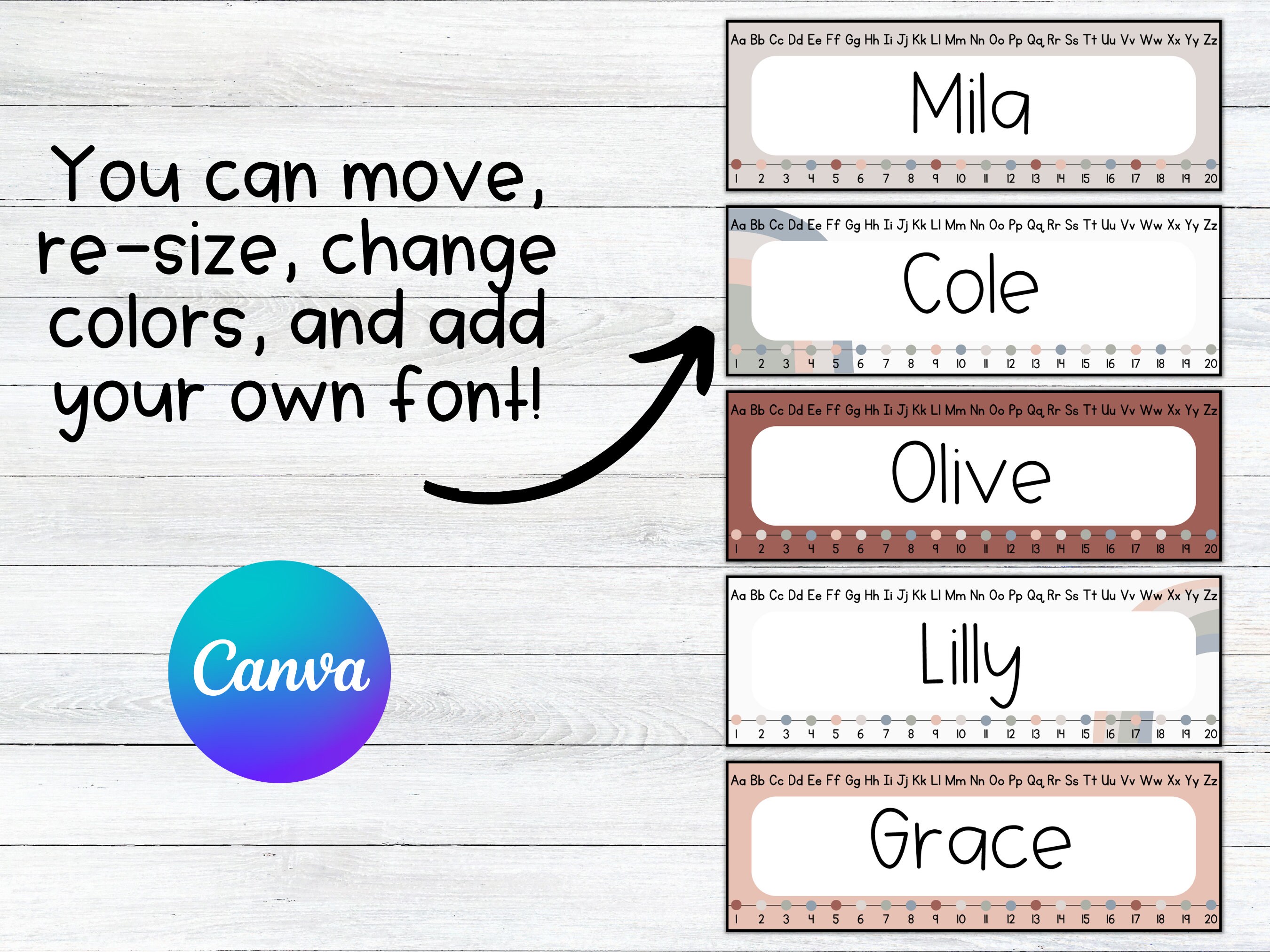 Boho Rainbow Editable Desk Name Tags Classroom Labels for - Etsy