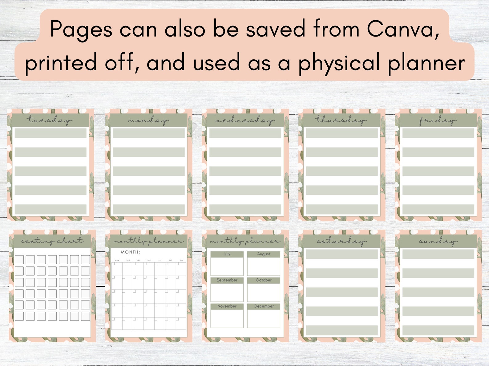 Digital Teacher Planner Printable Teacher Planner Cactus - Etsy
