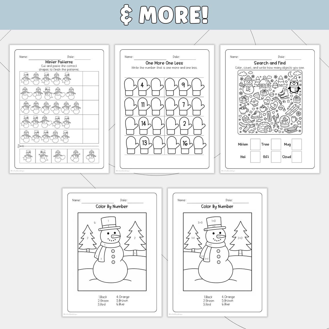 January No Prep Kindergarten Math Worksheets | Winter Math Printables ...