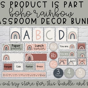 Boho Rainbow Number Posters Classroom Decor Classroom - Etsy