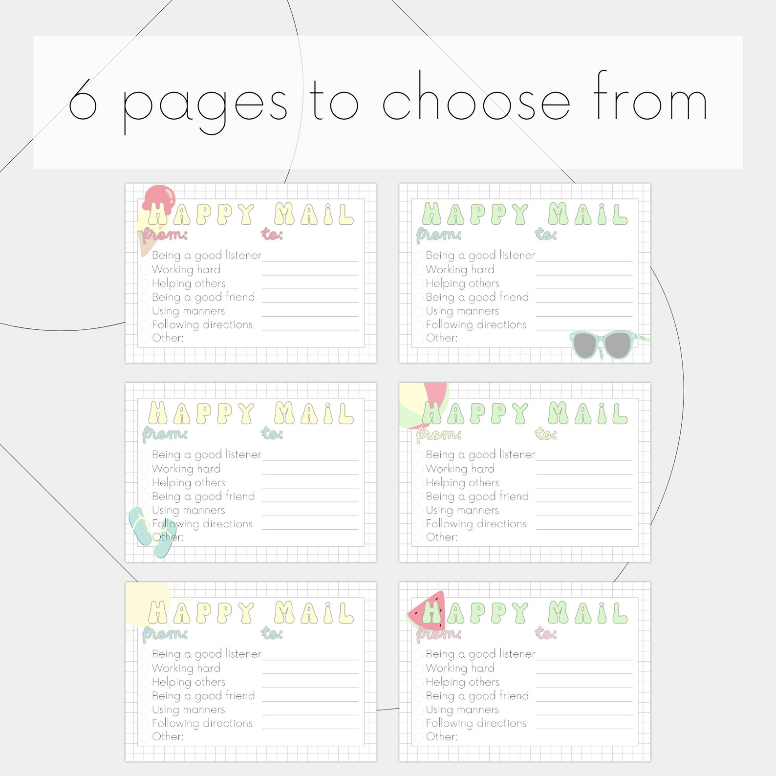 Teacher Happy Mail, Editable Summer Happy Mail for Students, Printable ...