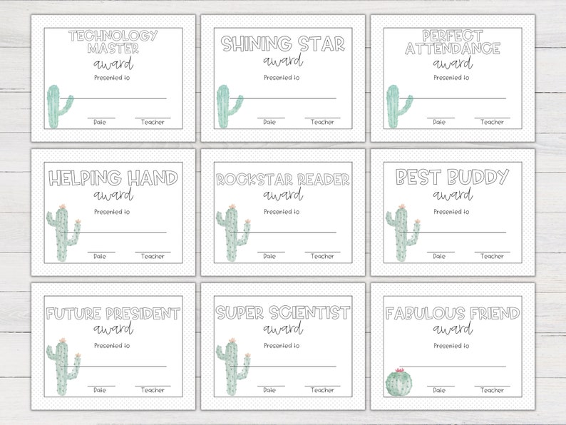 End of the Year Awards | Classroom Awards, Cactus Classroom, End of the ...