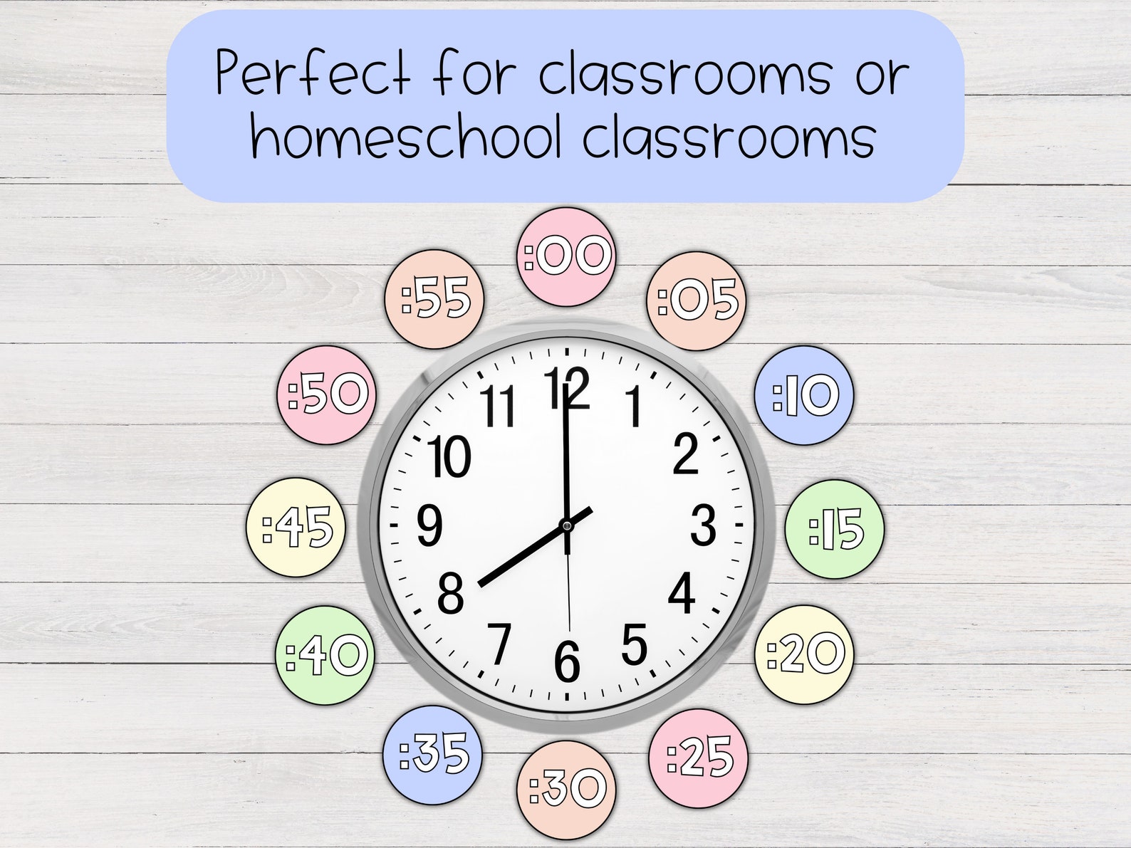 Pastel Rainbow Clock Labels Pastel Rainbow Classroom Decor - Etsy