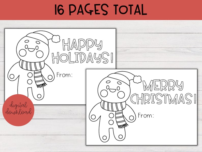 Coloring Christmas Cards Printable Christmas Cards to Color - Etsy