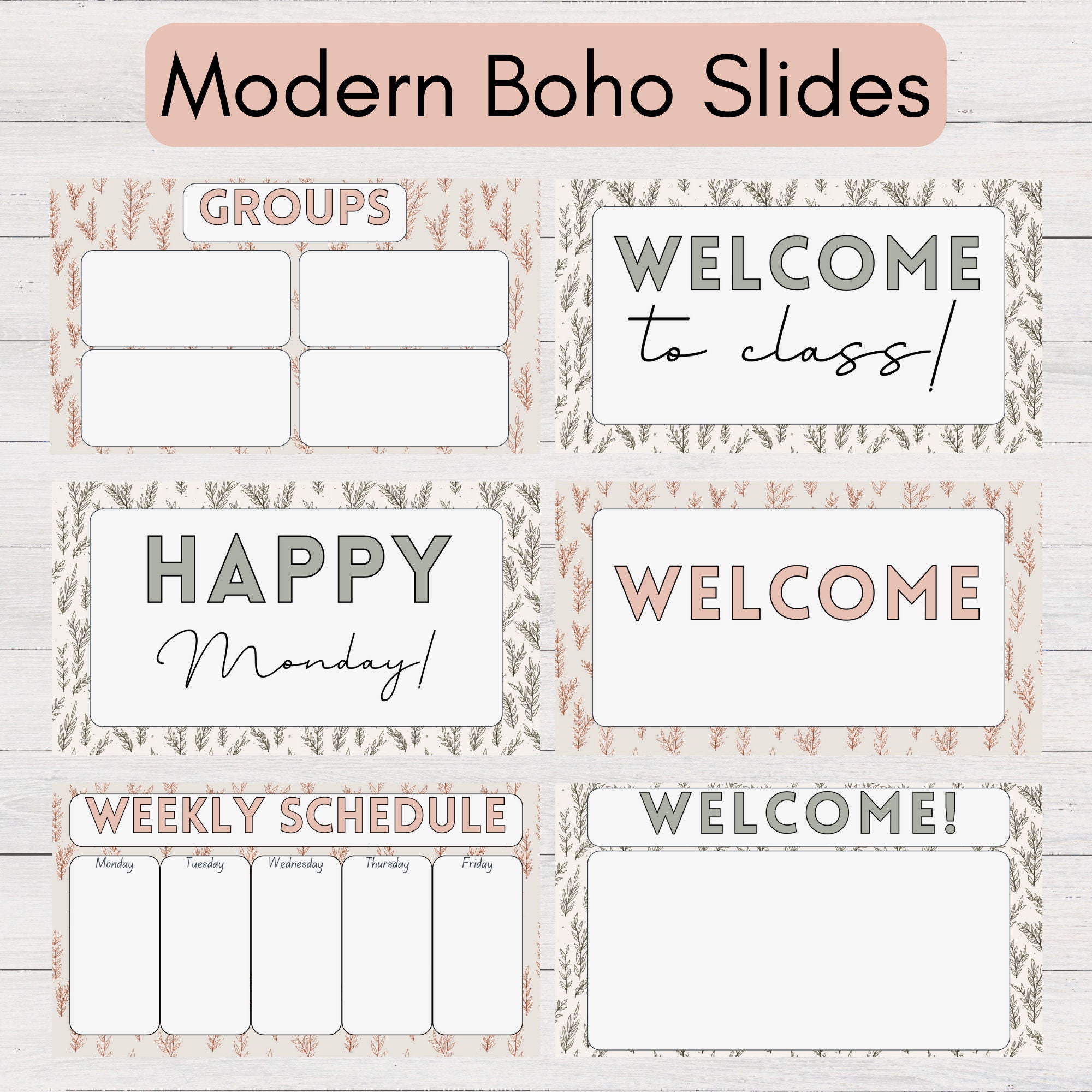 Editable Boho Greenery Slides Templates | Powerpoint Slides Template ...
